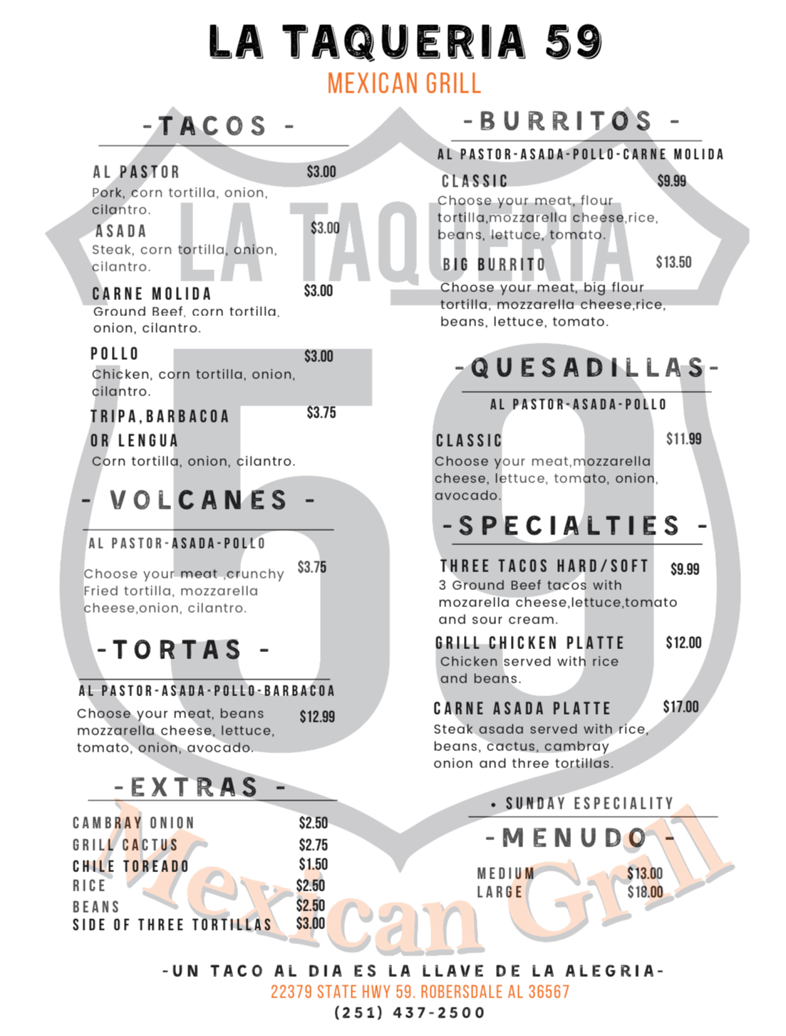 La Taqueria 59 Mexican Grill, Robertsdale - Menu, Reviews (11), Photos ...
