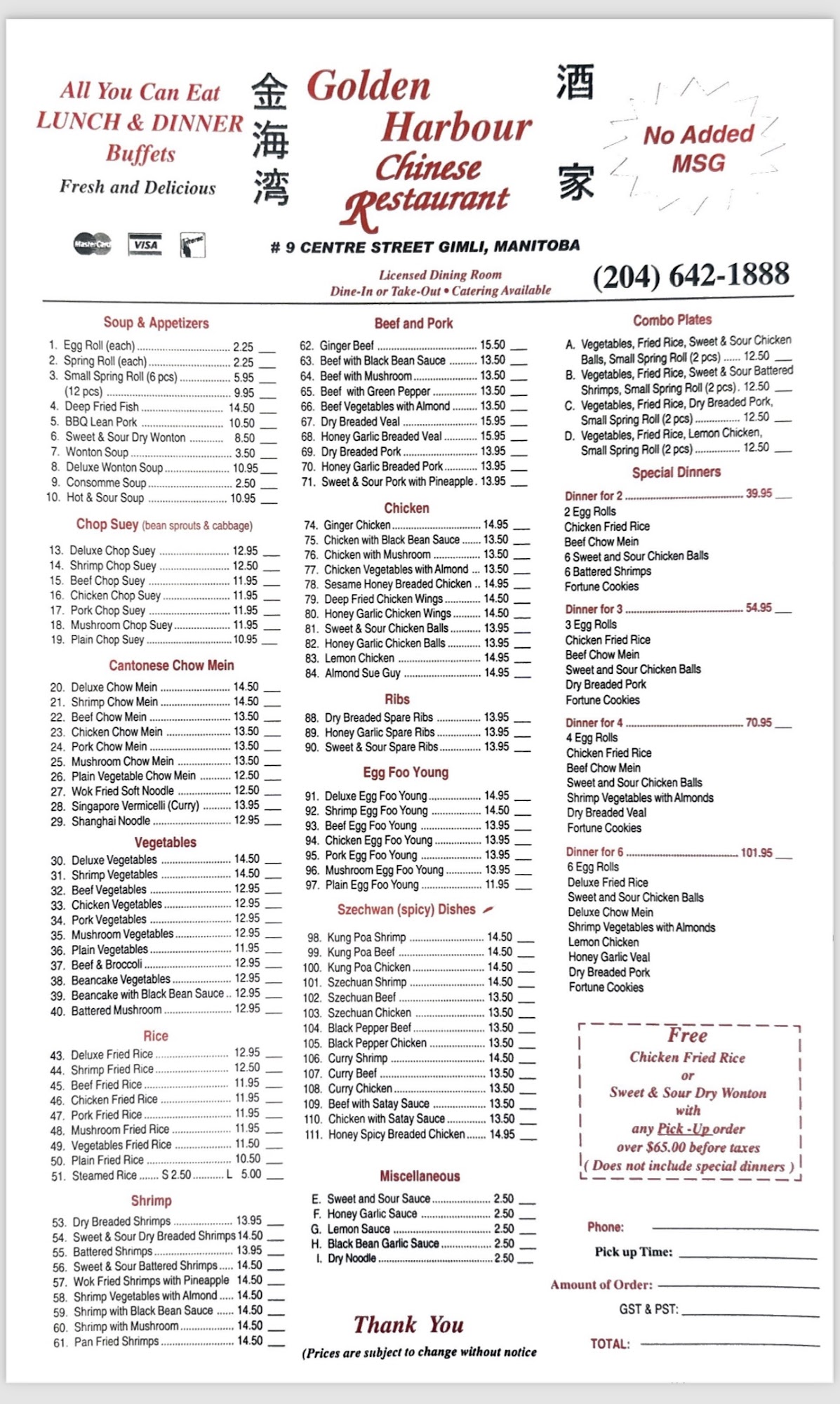 Golden Harbour Chinese Restaurant, Gimli - Menu, Reviews (17), Photos ...