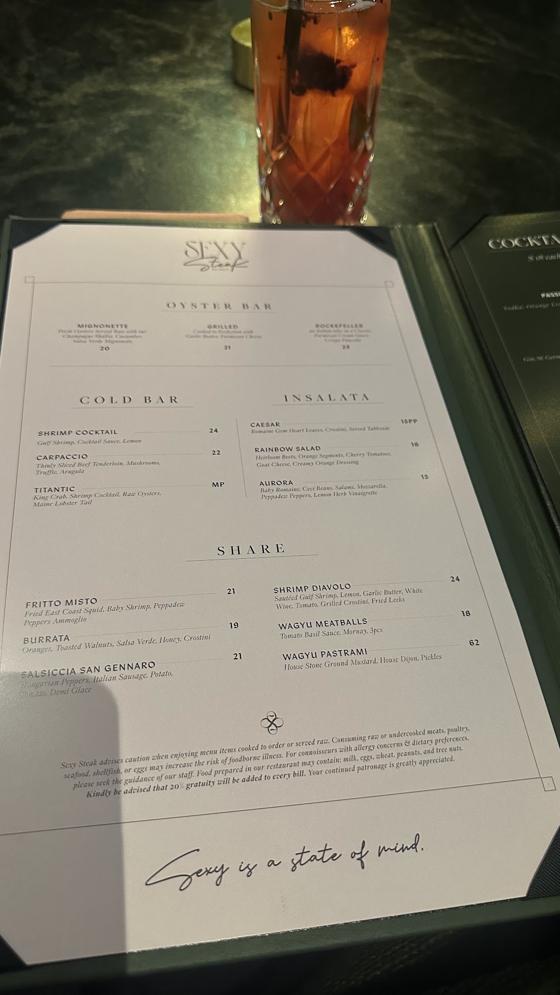 Menu For Sexy Steak Detroit Mi Restaurantji
