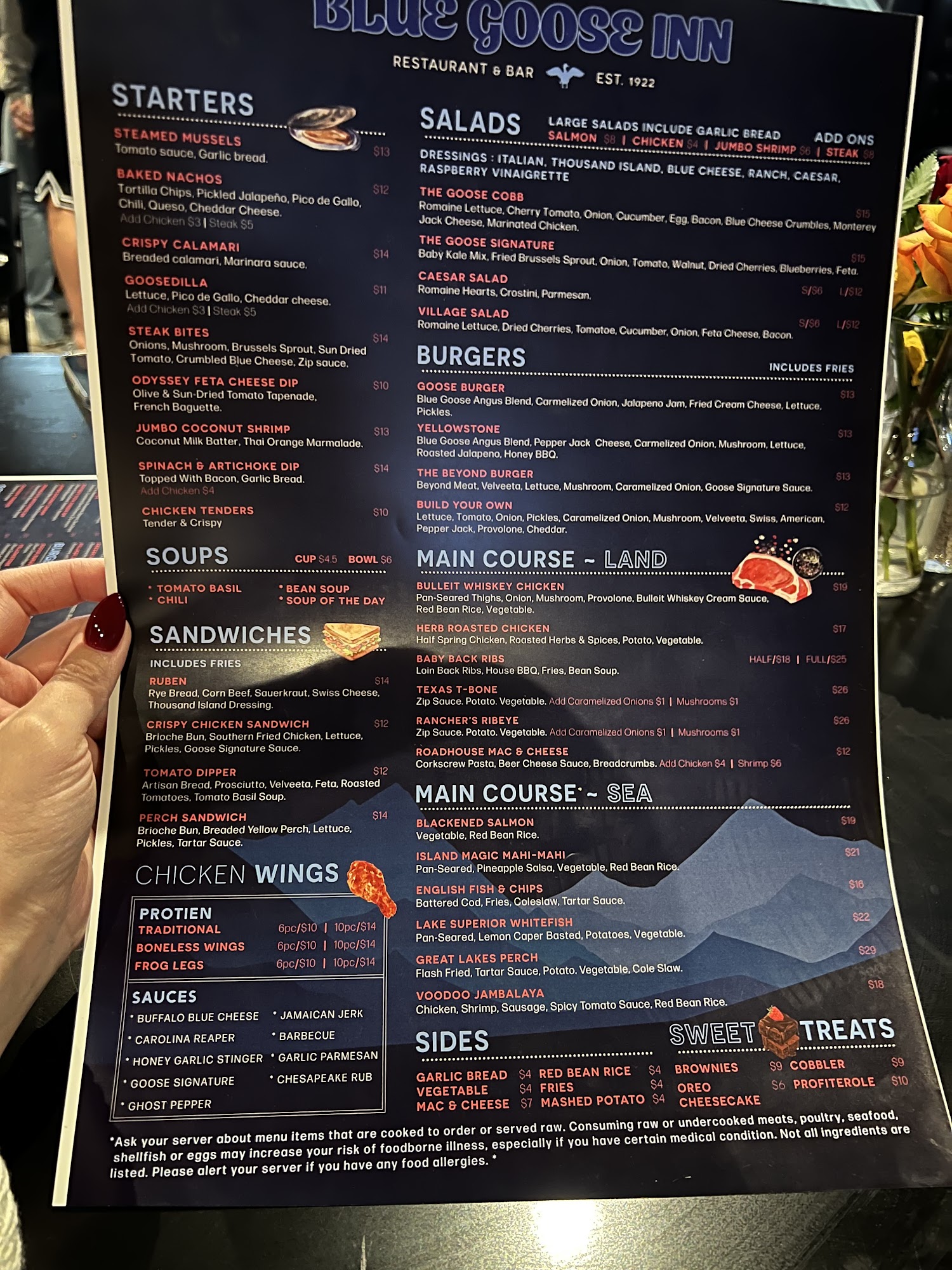 Menu for Blue Goose Inn, St. Clair Shores, MI - Restaurantji