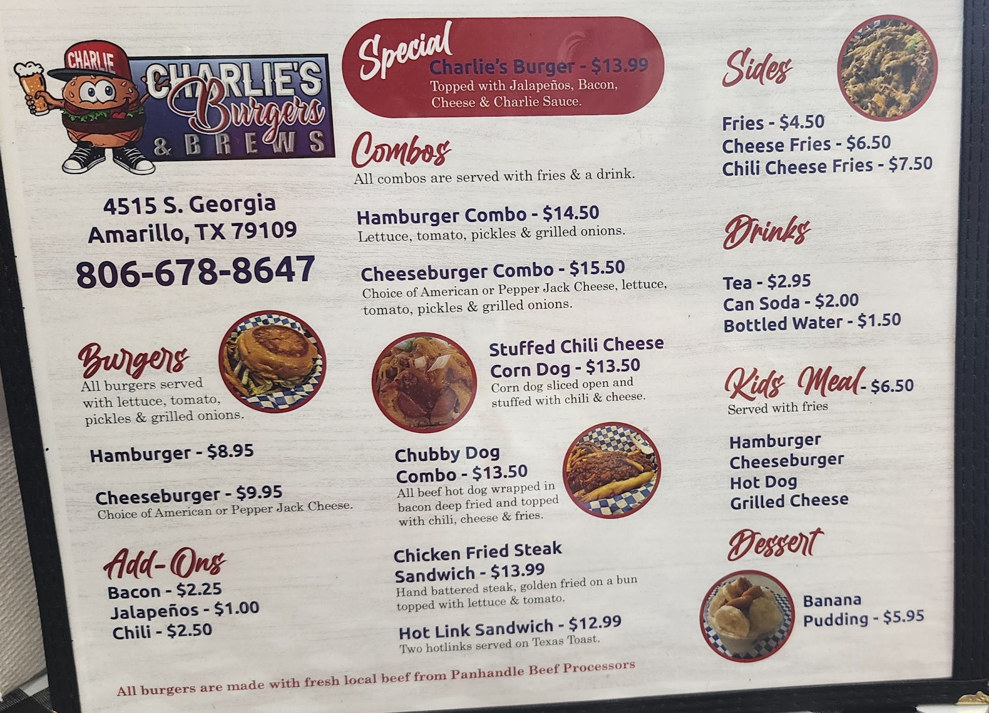 Charlie’s Burger and Brews, Amarillo - Menu, Reviews (59), Photos (13 ...